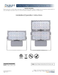 UL – ProSite LED Floodlight – Installation Manual (Non-Hazardous ...